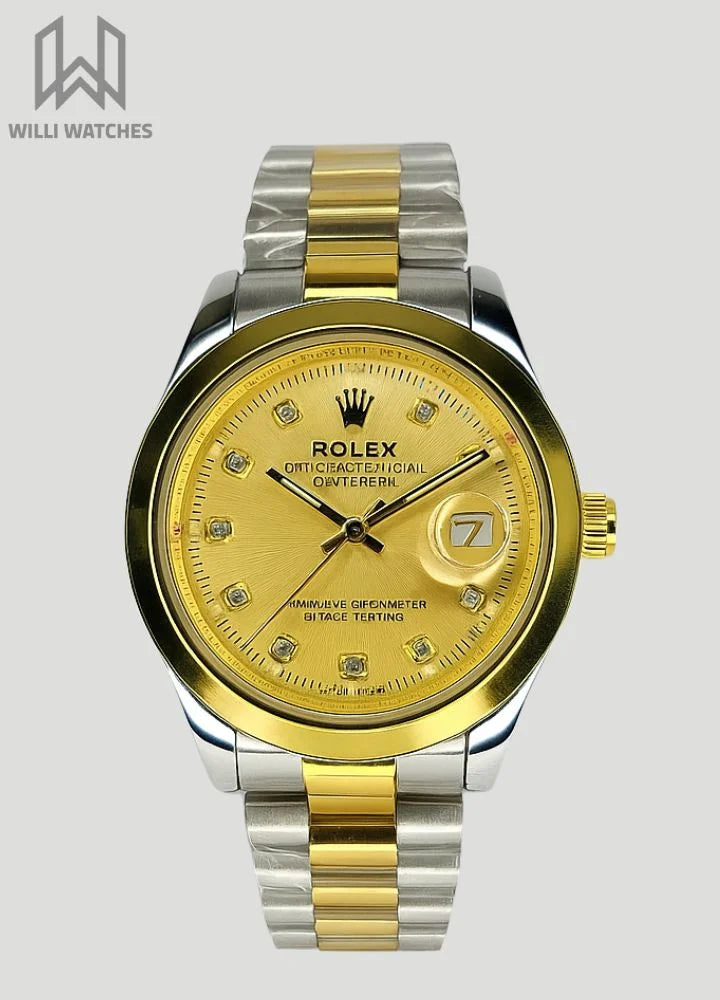 RLX Gold Dial Watch R-007 | Two-Tone Affordable Luxury – WilliWatches®