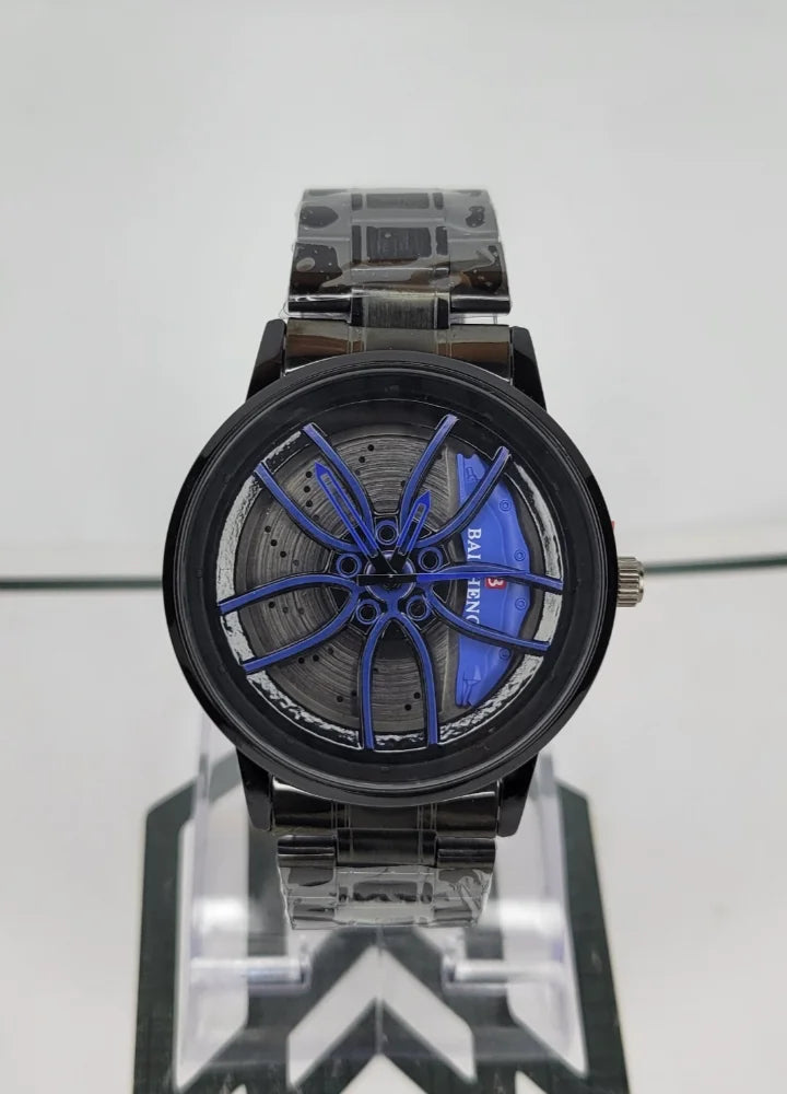 Baisheng Sports Watch – Black & Blue Rotating Wheel Rim Dial B-004 ...