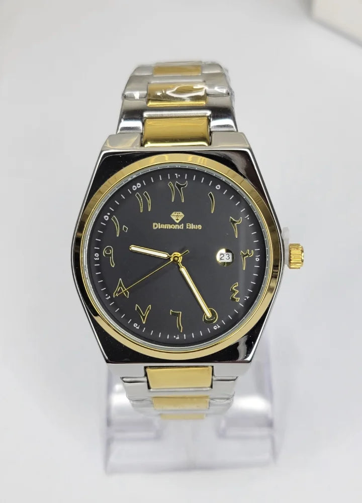 Diamond Blue Premium Two-Tone Watch with Black Dial DI-008 – WilliWatches®