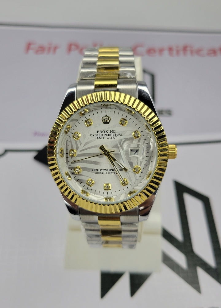 Proking Silver & Gold Men’s Date Watch – Affordable Luxury – WilliWatches®