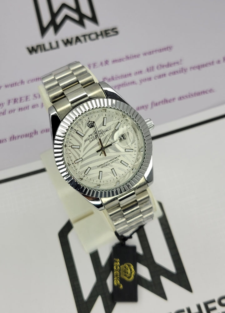 Proking Silver Men’s Date Watch with Crown Lock – Affordable Luxury ...